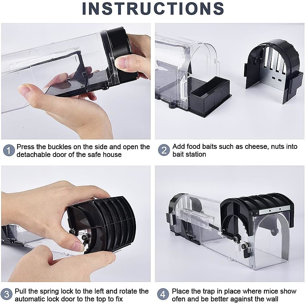 Set 2 Capcane pentru soareci, Plastic, Negru - eMAG.ro