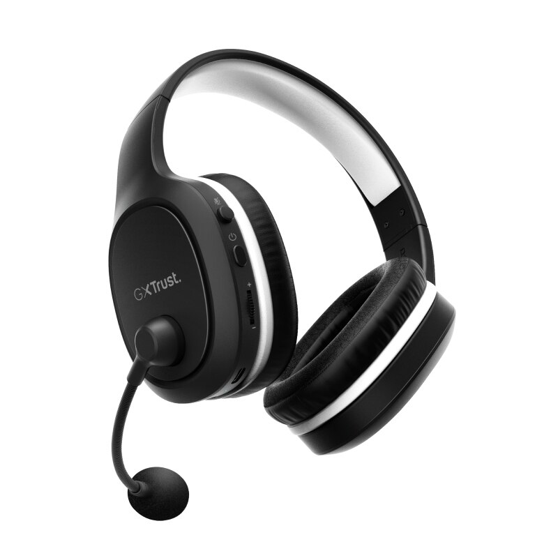 Casti gaming wireless, Trust, Plastic, Microfon, Negru/Alb - eMAG.ro