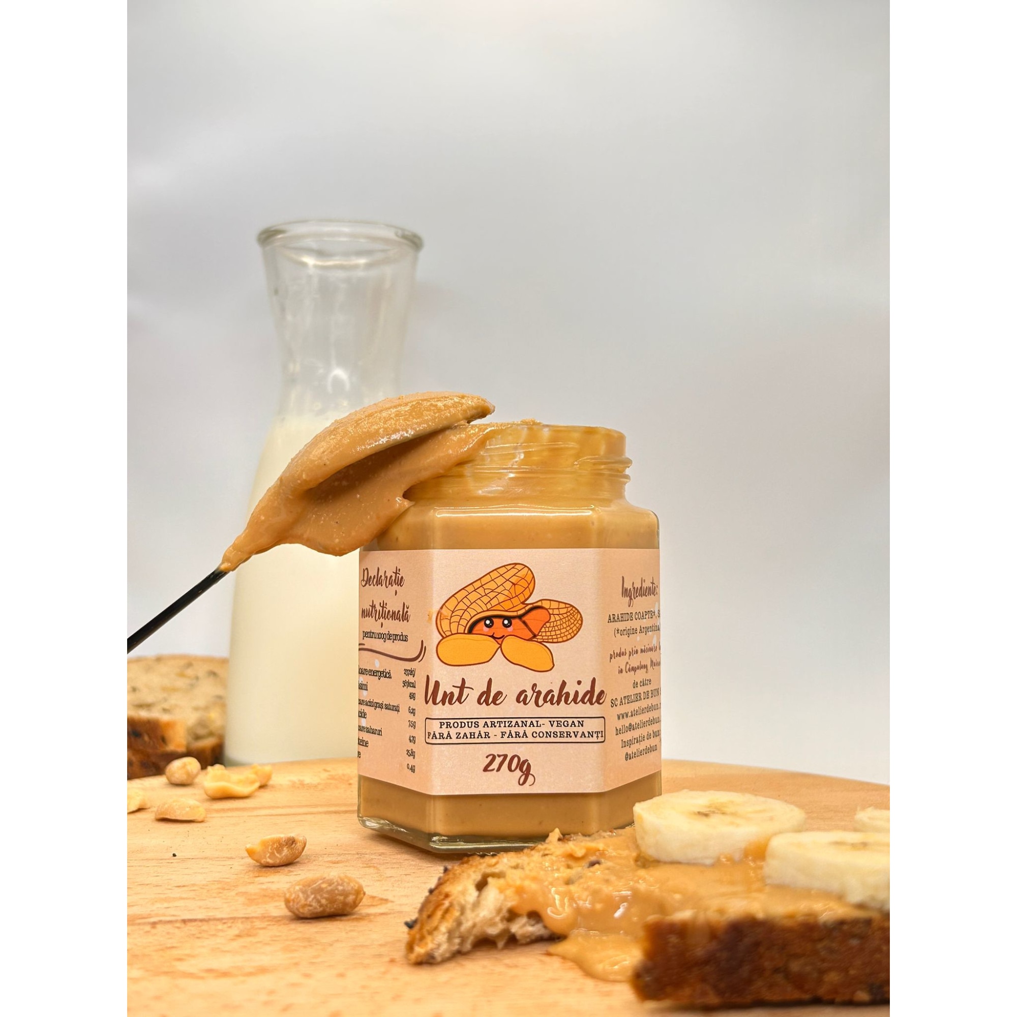 Unt de arahide, Atelier de Bun, 100% natural, fara zahar, 270 g - eMAG.ro