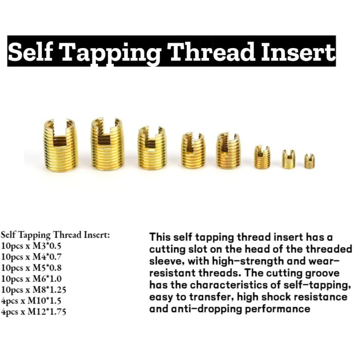 Set 116 insertii filetate, Sunmostar, Otel, M3/M4/M5/M6/M8/M10/M12 ...