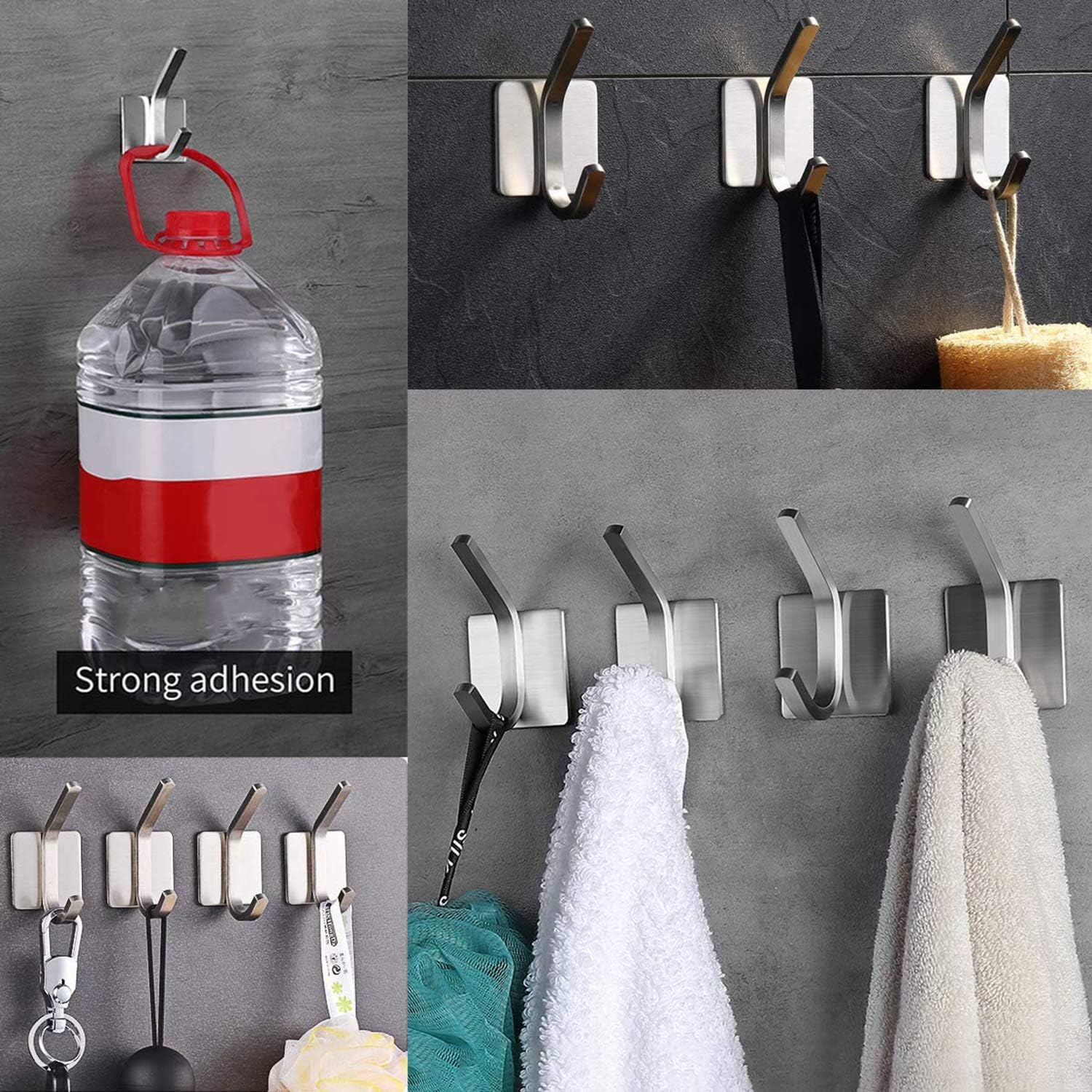 Set 4 carlige adezive, Sunmostar, Inox, 4.5x4x3cm, Argintiu - eMAG.ro