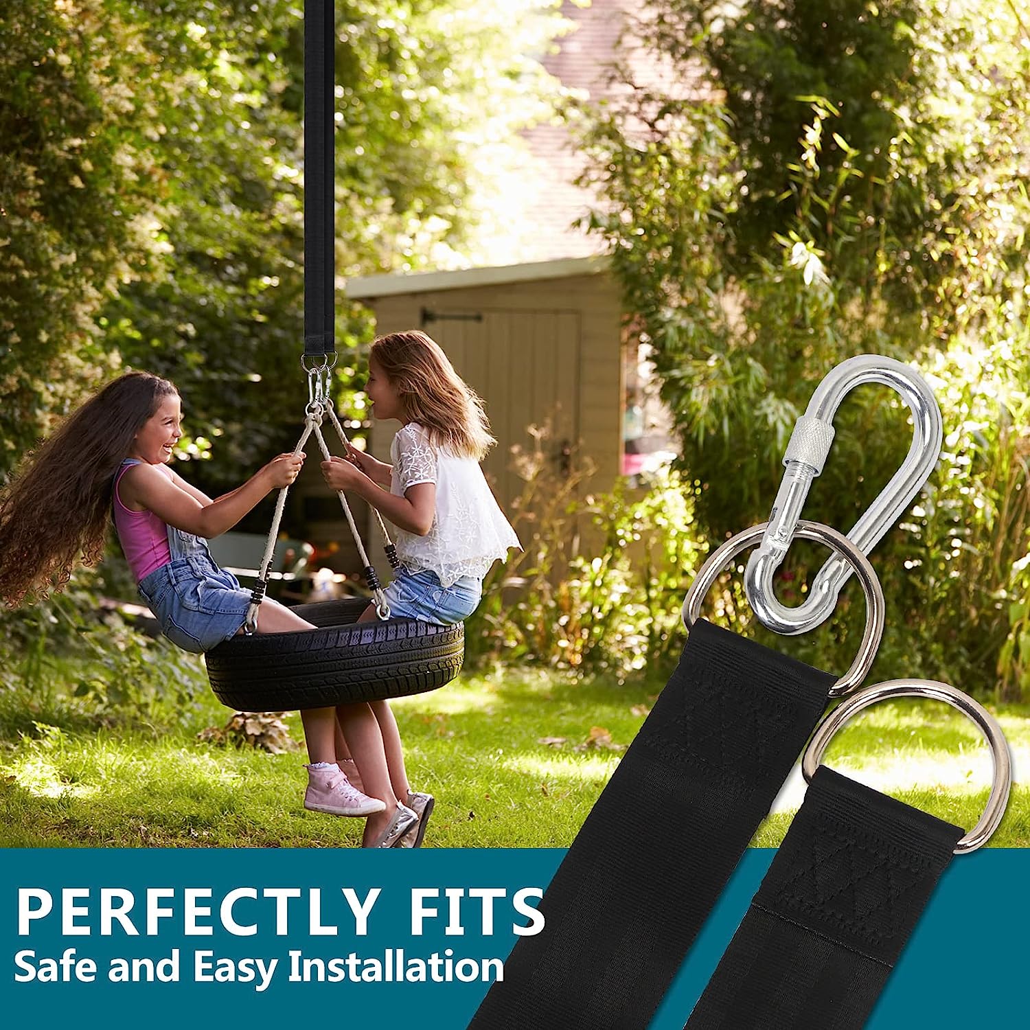 Kit de agatare pentru hamac exterior, 150cm, Gri/Argintiu - eMAG.ro