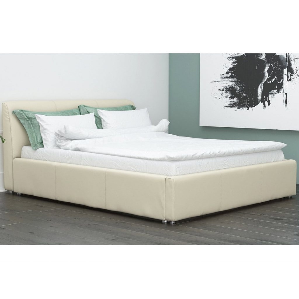 Pat Royal Rabatabil Bej 160x200, Piele Ecologica, Pal Melaminat 16 mm ...