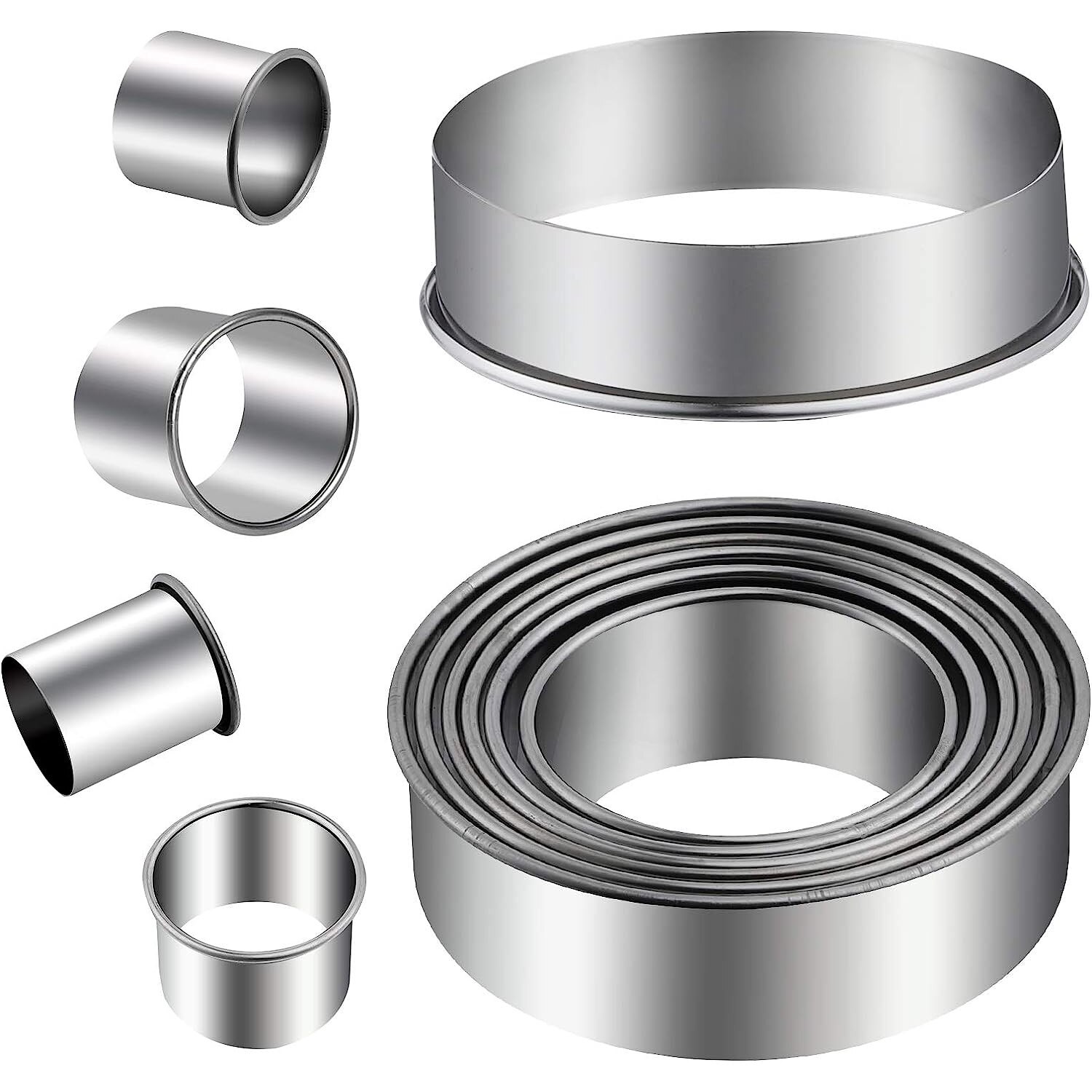 Set 12 forme pentru prajituri, Otel inoxidabil, Argintiu - eMAG.ro