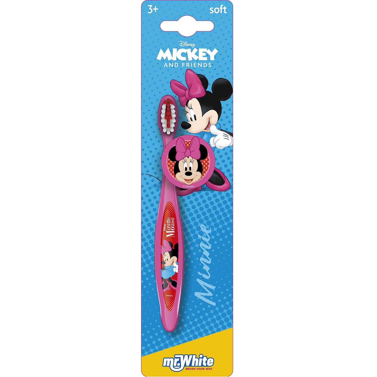 Periuta dinti copii +3 ani Soft Mr.White MINNIE MOUSE, capac protectie ...