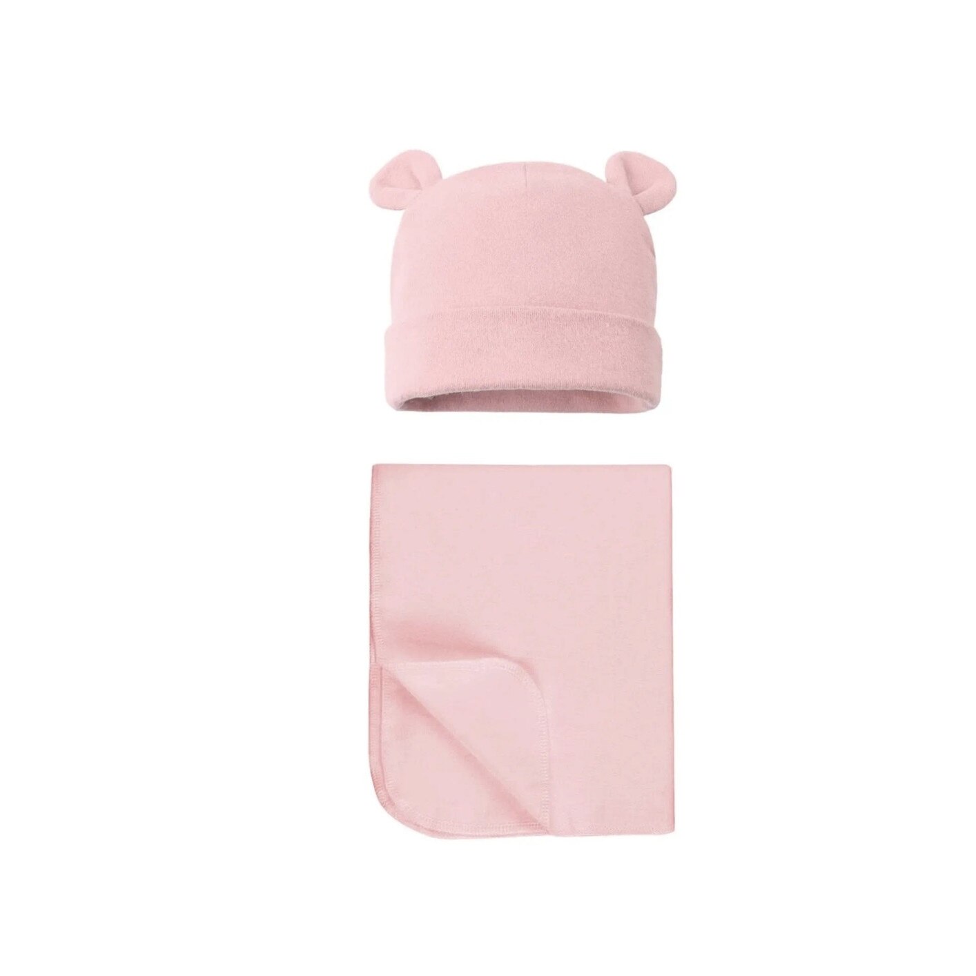 Комплект за повиване Bebe milo, Пелена, Шапка, Розов цвят, 80*80см, 2 ...