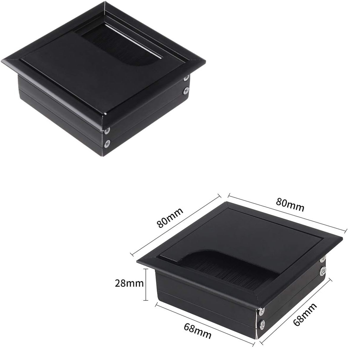 Set 2 suporturi trecere cabluri, Aluminiu, 80 x 80 x 28 mm, Negru - eMAG.ro
