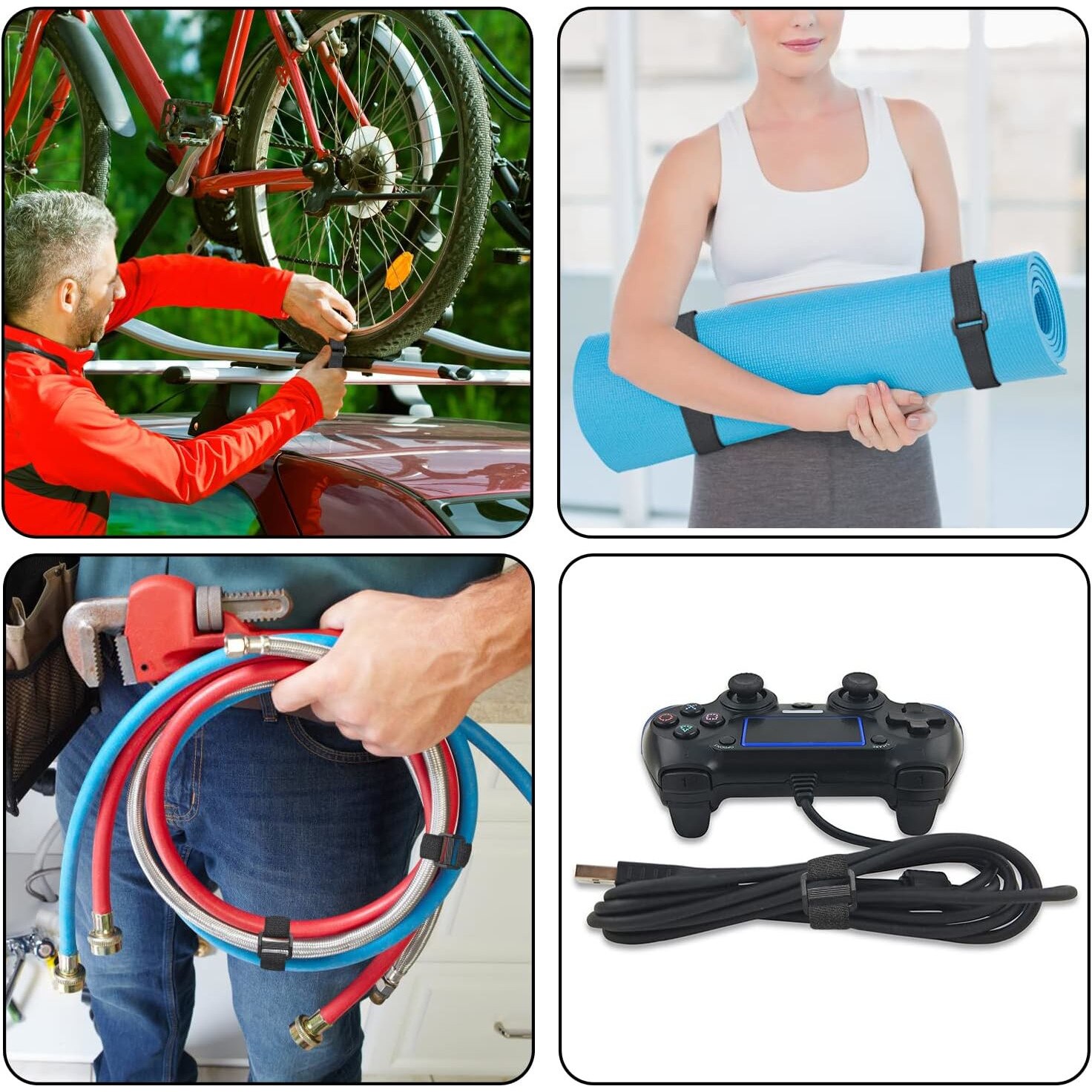 Set Banda de fixare pentru cabluri, 10m, Plastic, 50 carlige, Negru ...