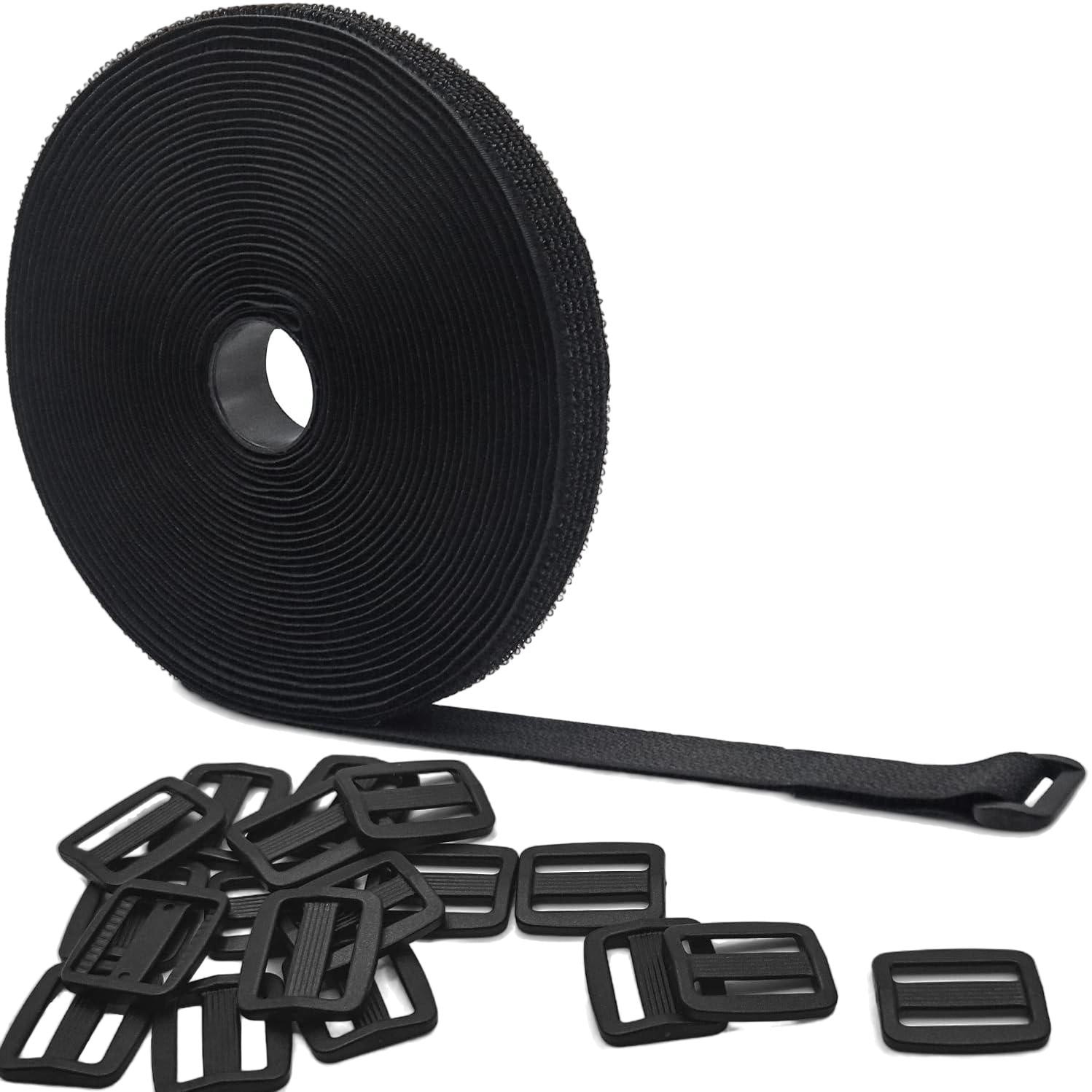 Set Banda de fixare pentru cabluri, 10m, Plastic, 50 carlige, Negru ...