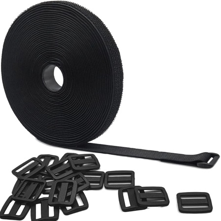 Set Banda de fixare pentru cabluri, 10m, Plastic, 50 carlige, Negru ...