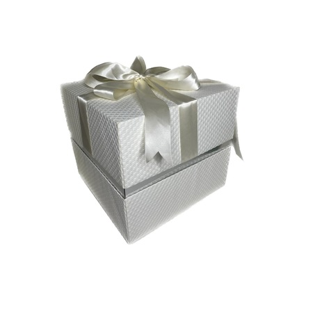 Cufar cadou, Nicas, carton alb cu fundita, 31x31x28 cm - eMAG.ro