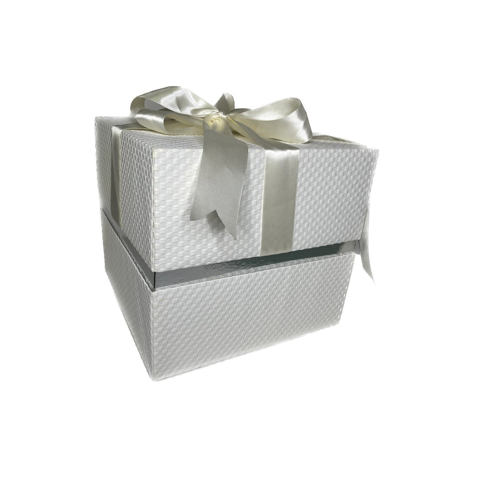 Cufar cadou, Nicas, carton alb cu fundita, 31x31x28 cm - eMAG.ro