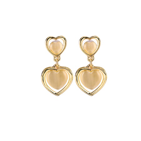 Cercei dama, POMAMZ, piatra ochi de pisica, stralucitor, Forma inimii ...