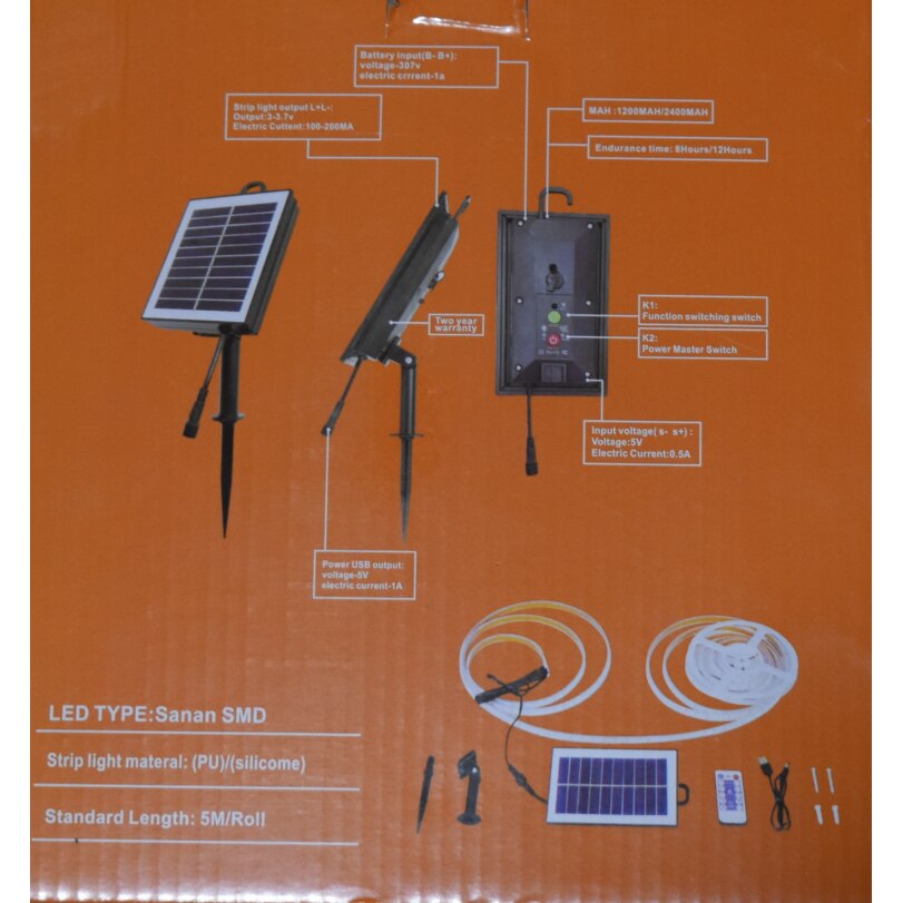 Banda LED RGB, cu panou solar, telecomanda cu multiple moduri de ...