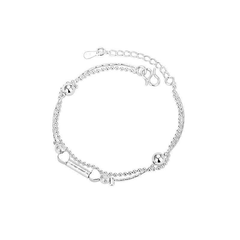 Bratara dama argint cu bilute si inimioare, reglabila - eMAG.ro