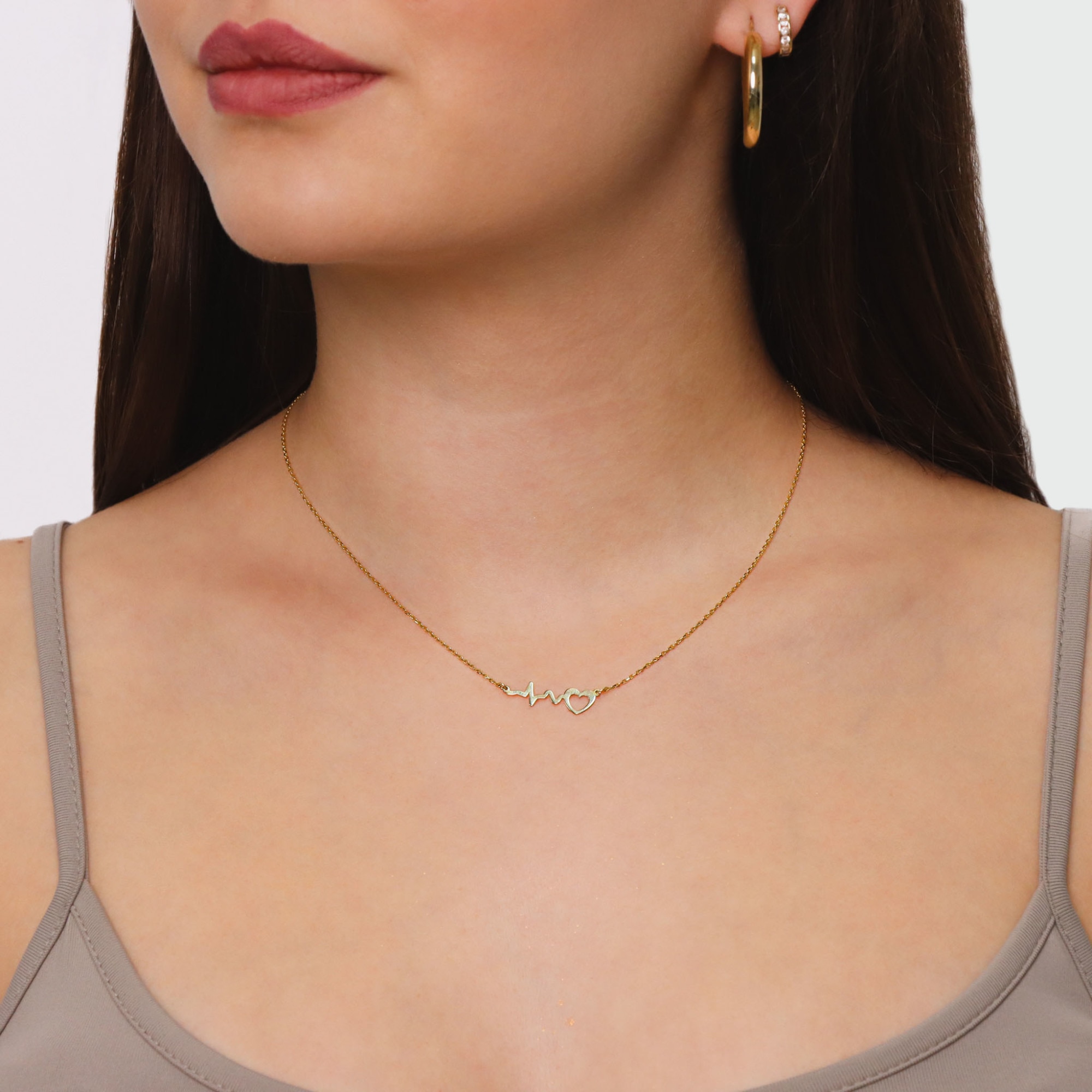 Lant cu pandant puls si inima, aur 14k - eMAG.ro