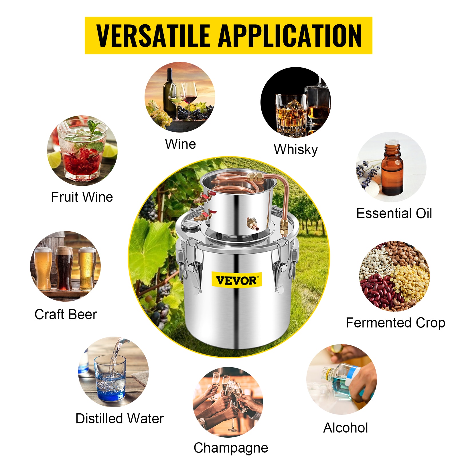 Kit de distilare de tuica 50L, prepara acasa vin de etanol si uleiuri ...