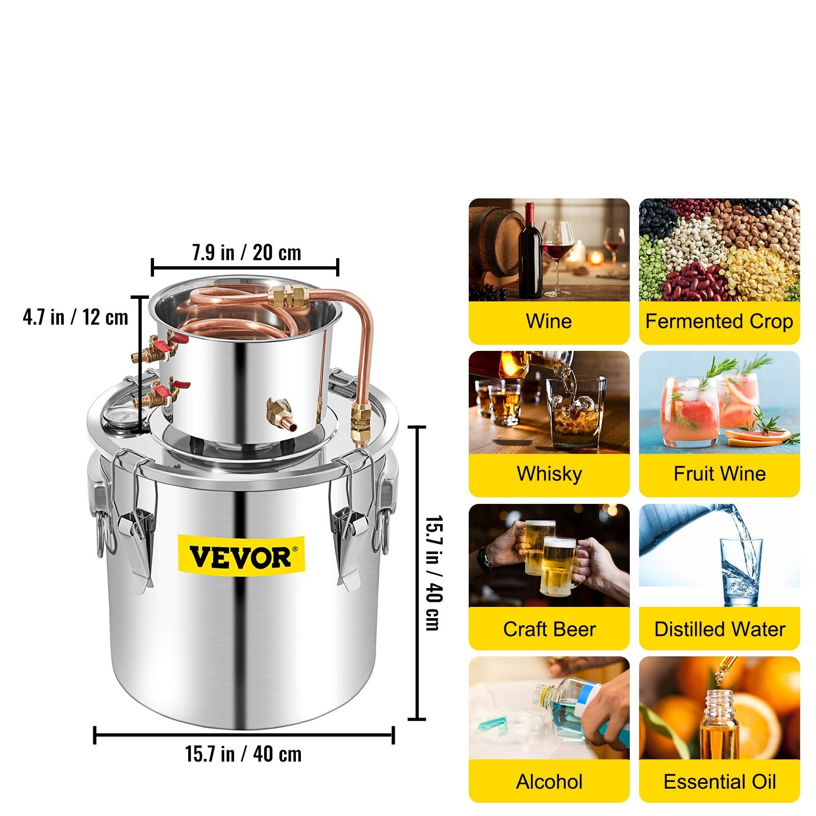 Kit de distilare de tuica 50L, prepara acasa vin de etanol si uleiuri ...