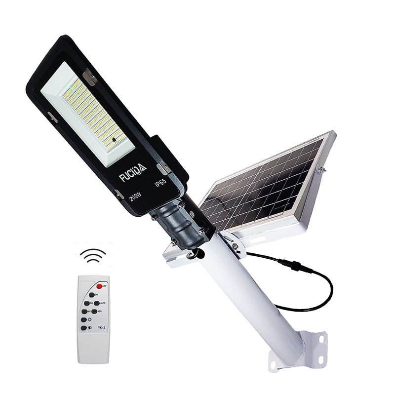 Lampa Solara Stradala Led Cu Telecomanda Si Brat, 200W, Lumina Alba ...