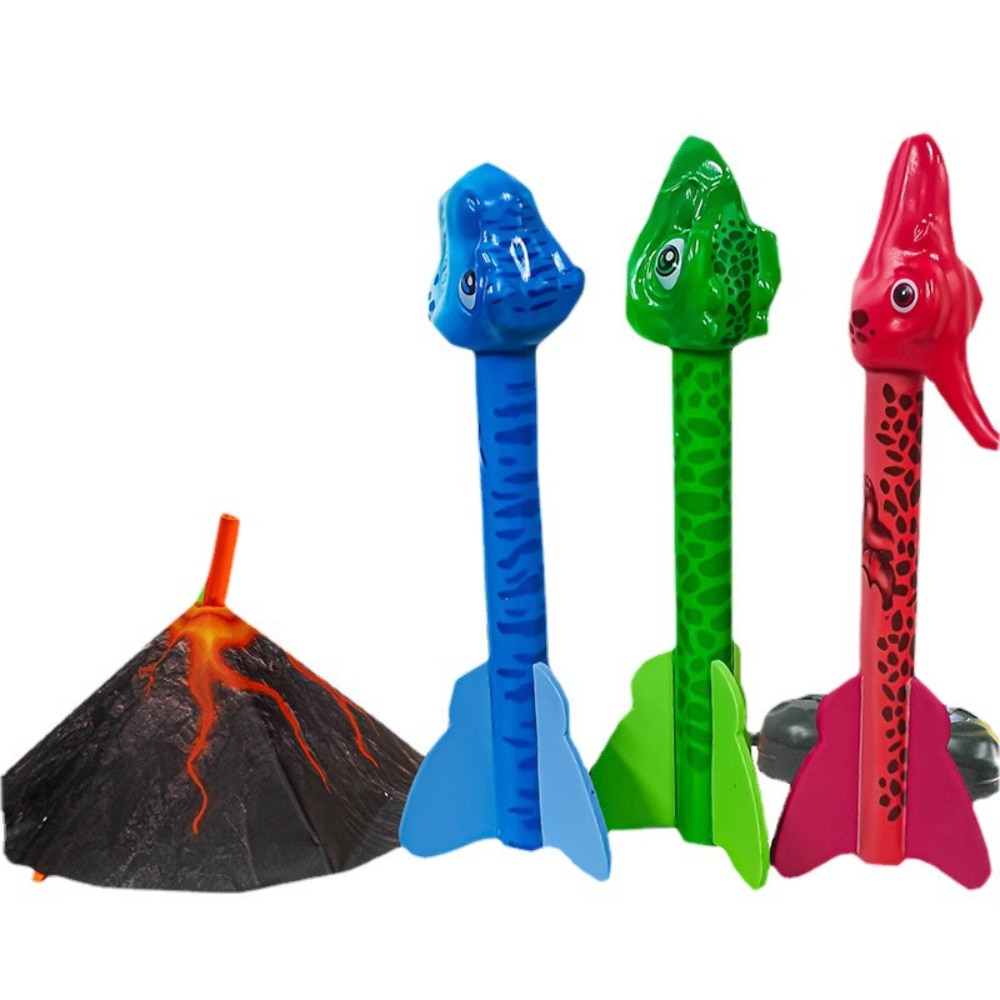 Set lansator cu 3 rachete dinozauri incluse, SALEXIM, Usor de montat ...