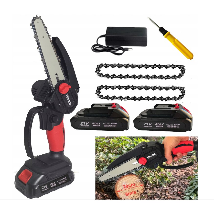 Mini ferastrau cu lant, Hooha, Fara fir, 6 inch, Rosu/Negru - eMAG.ro