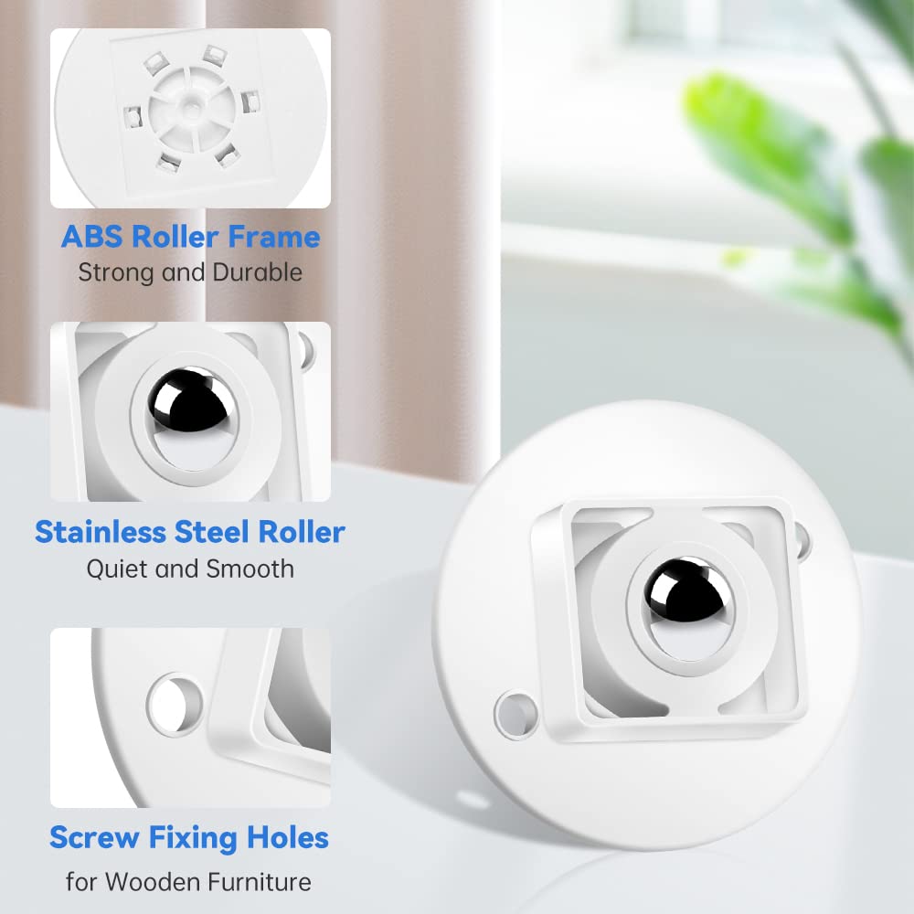 Set de 4 roti pentru mobilier, Plastic/Otel, 4.6CM, 10KG, Alb - eMAG.ro