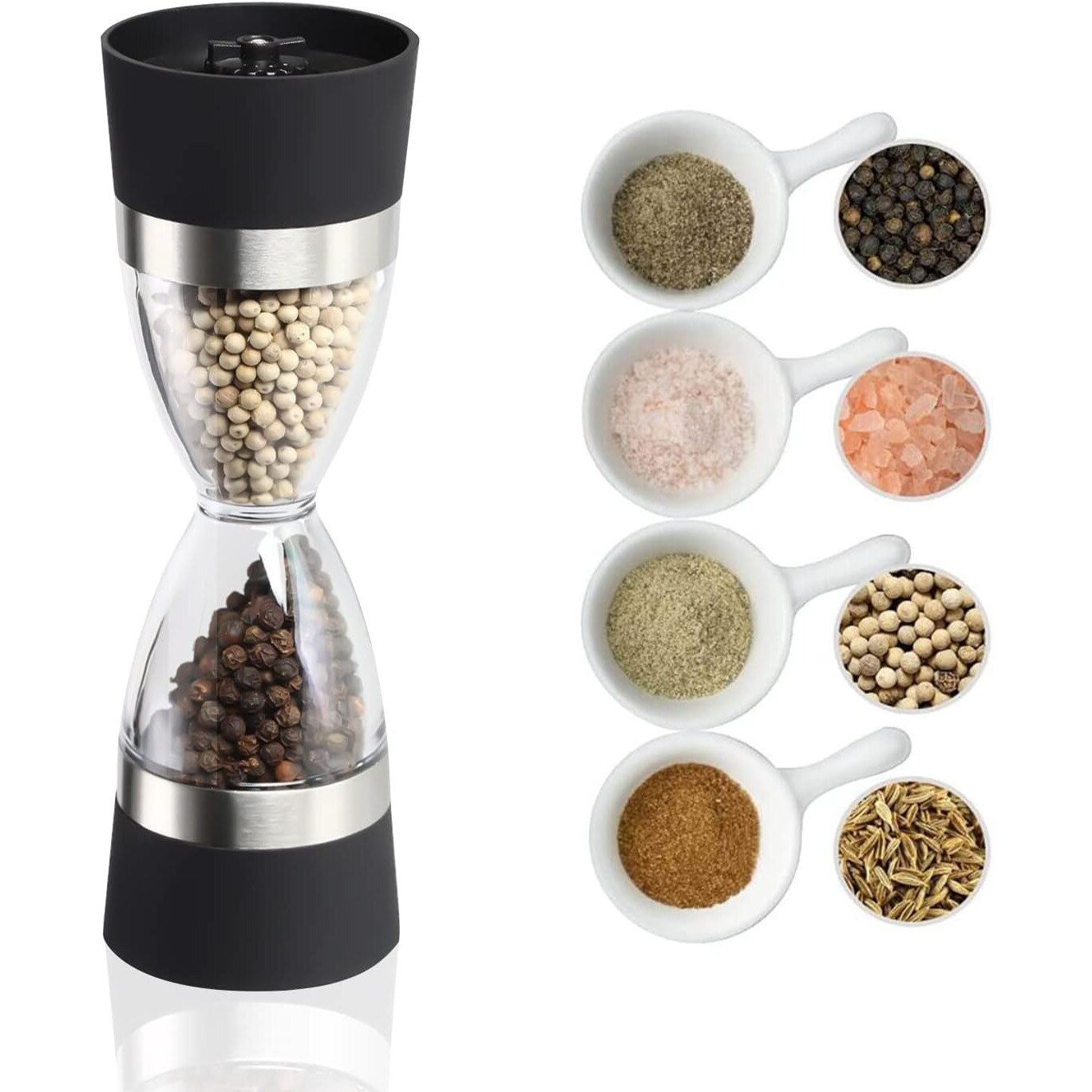 Rasnita dubla, Forma clepsidra, Acril/Inox, Negru/Transparent - eMAG.ro