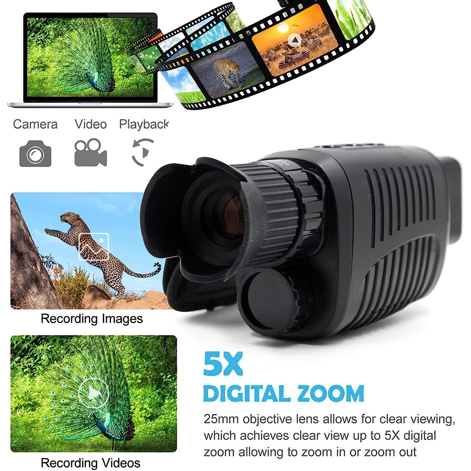 Monoclu Telescop idepet® cu Vedere Nocturna in Infrarosu 5X Zoom ...