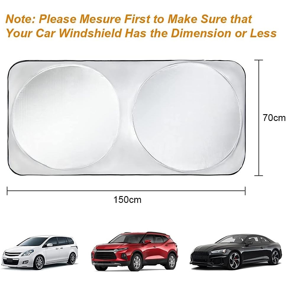 Parasolar pliabil anti-UV, Pentru parbriz fata, 150 x 70 cm - eMAG.ro