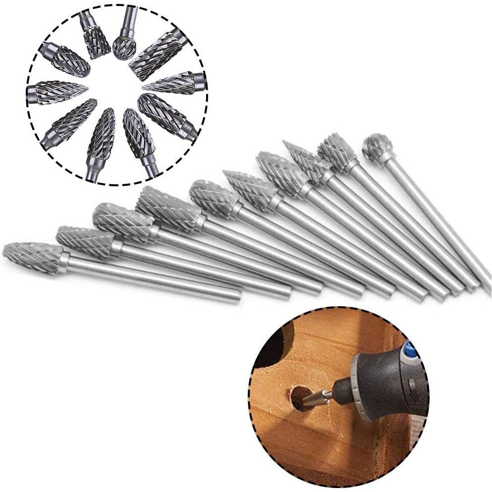 Set 10 freze rotative pentru metale, Tungsten, 3mm, Argintiu - eMAG.ro