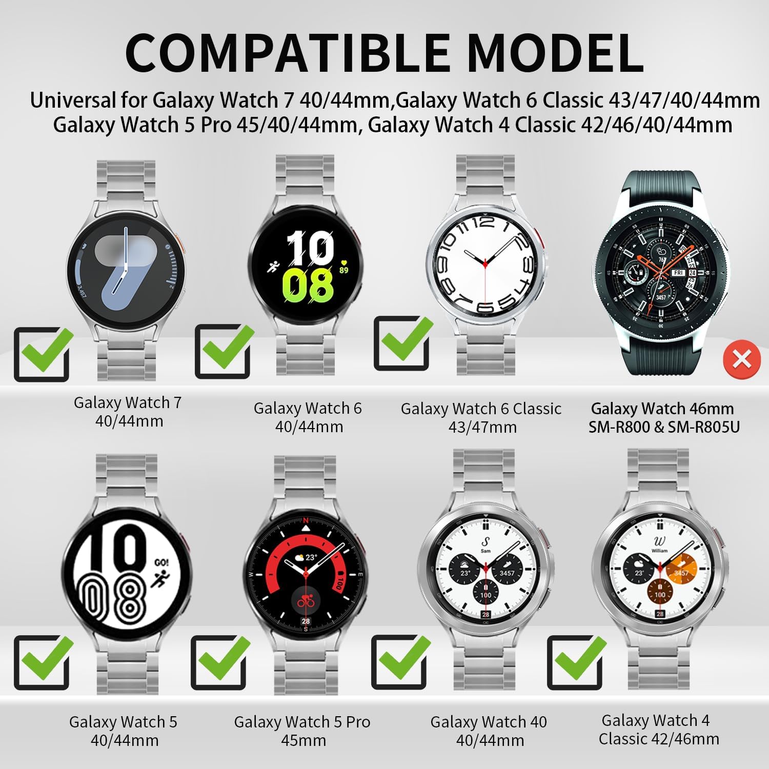 Curea ceas din metal milanez 20 mm, SAFEMORE - BM-Safelili, compatibil cu Samsung Galaxy Watch 5 ...