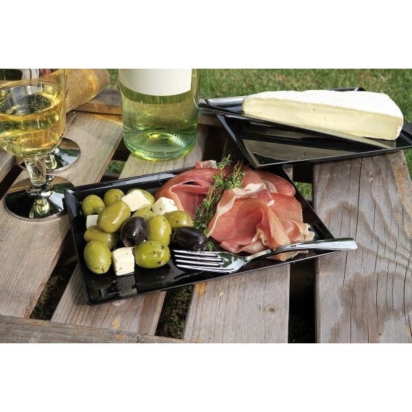 Set platouri dreptunghiulare MANK din plastic negru pentru aperitive ...