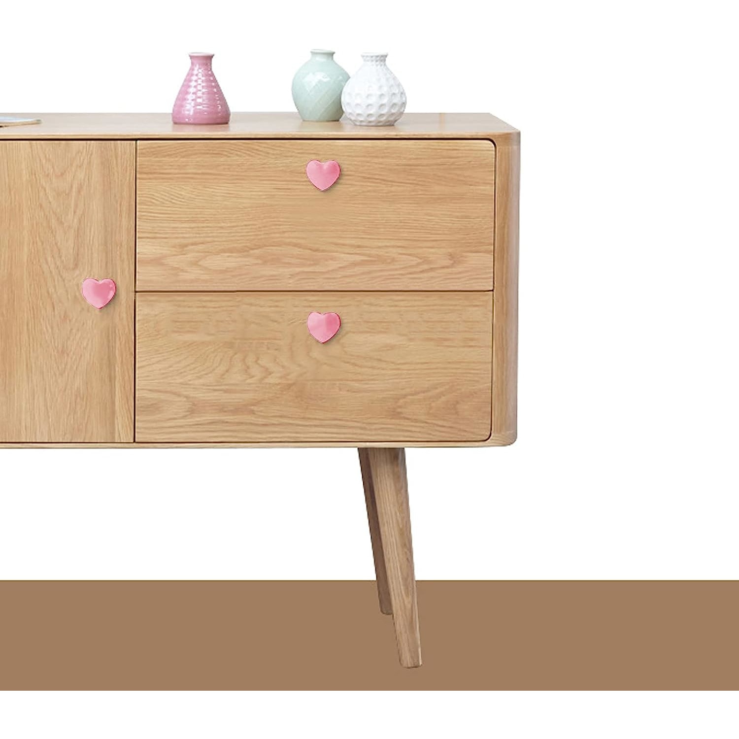 Set 10 manere de sertare, Model Inima, Ceramica, Roz - eMAG.ro