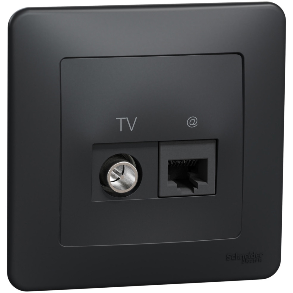 Schneider Sedna Design aljzat, TV+RJ45 Cat6 UTP, Fekete - eMAG.hu