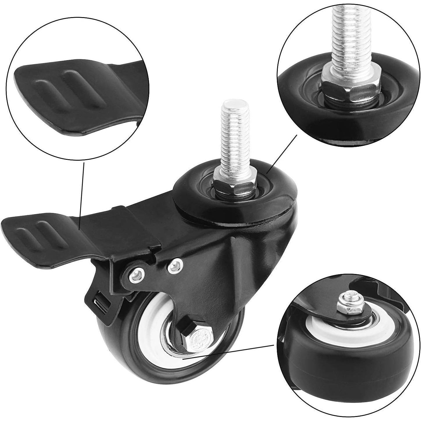 Set 4 Roti pentru mobilier, Jormftte, M10 x 25, Negru - eMAG.ro