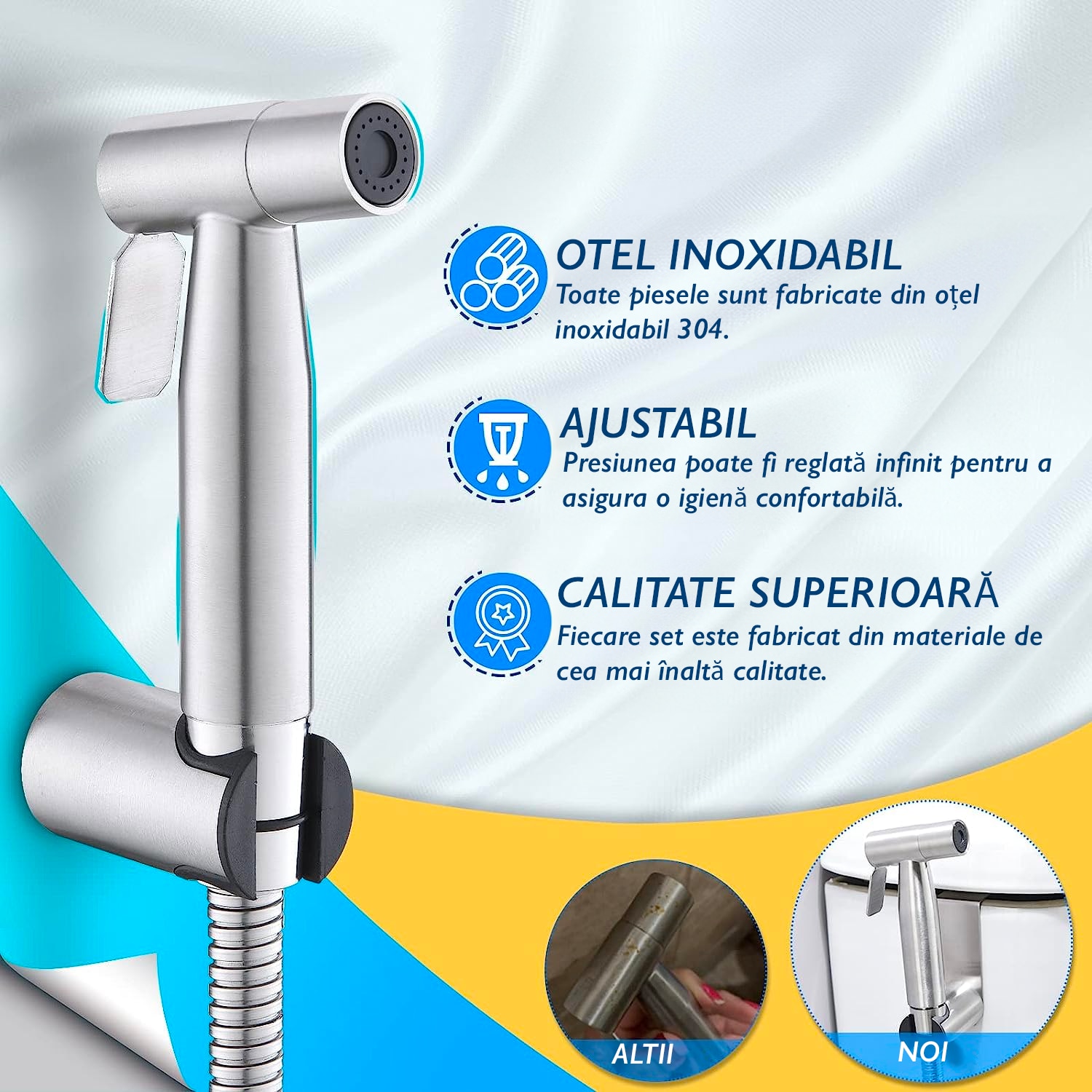 Set Dus Igienic Elindor® pentru Igiena Intima, Baterie Bideu si WC din ...