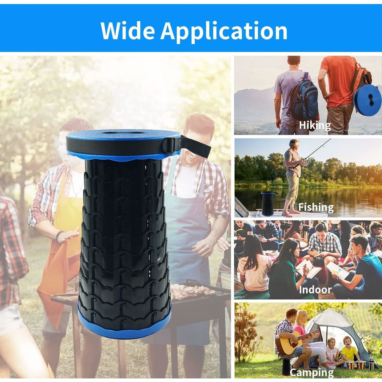 Scaun telescopic pliabil/retractabil pentru camping si pescuit, 45 cm ...