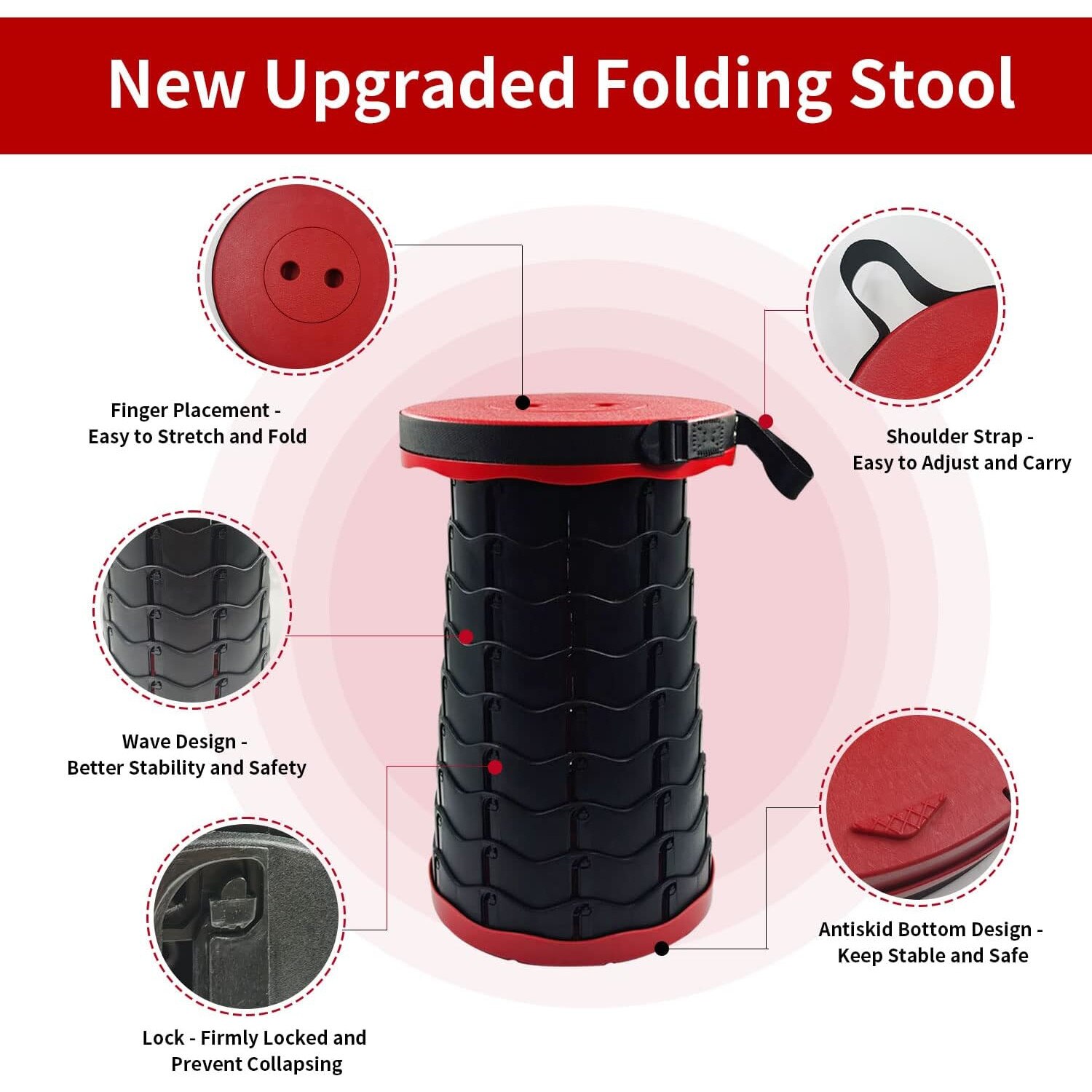 Scaun telescopic pliabil/retractabil pentru camping si pescuit, 45 cm ...