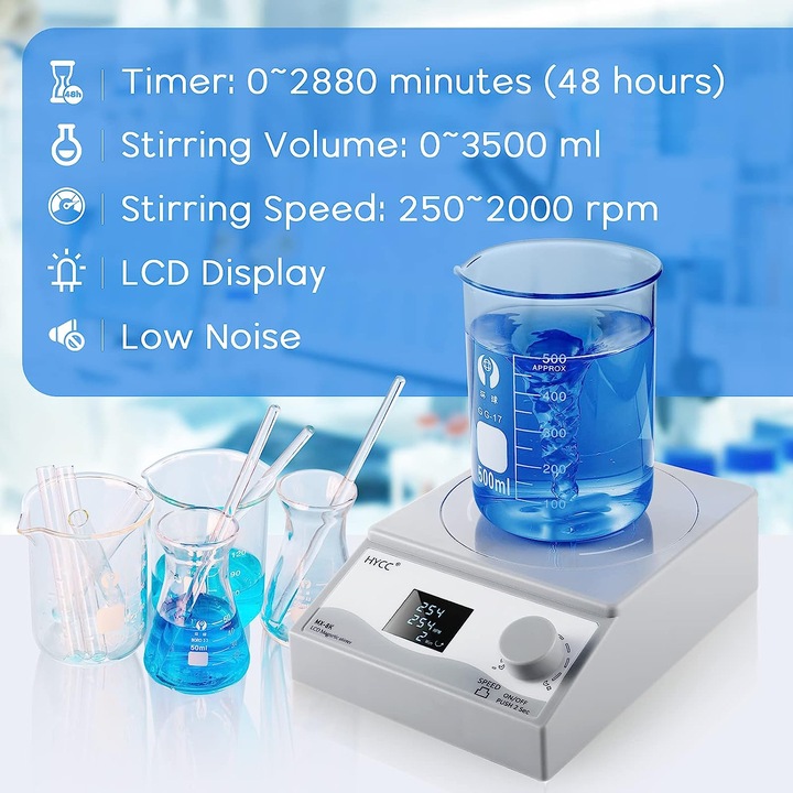 Agitator magnetic digital compact, 3.5 L max, 2000 RPM, pentru ...