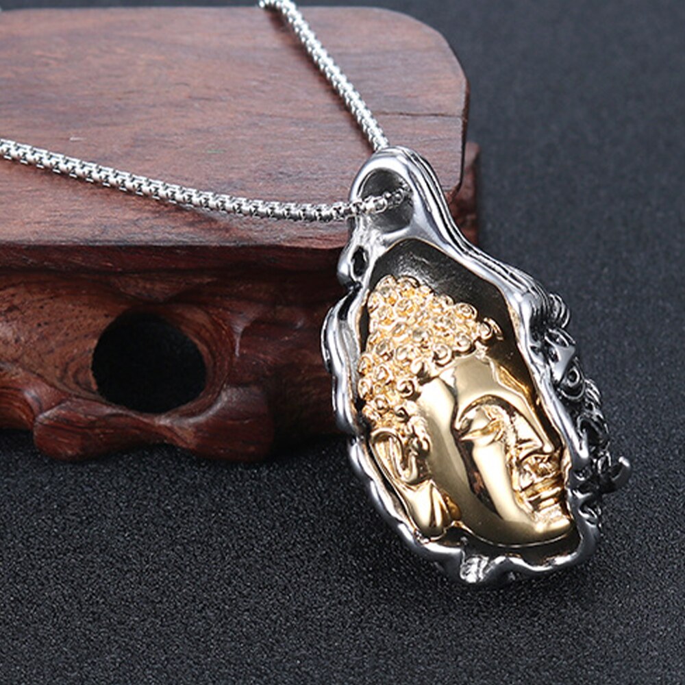 Lant model double face, cu pandantiv Buddha and Devil demon, unisex ...