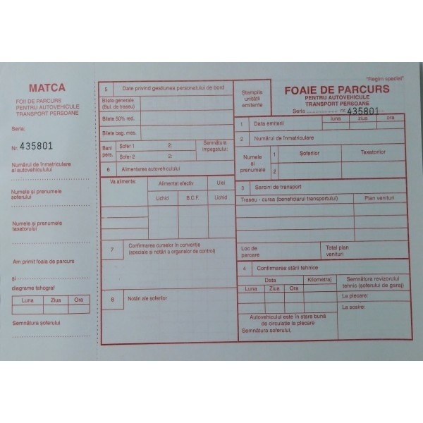 Foaie de parcurs autovehicule/ persoane A4 inseriate - eMAG.ro