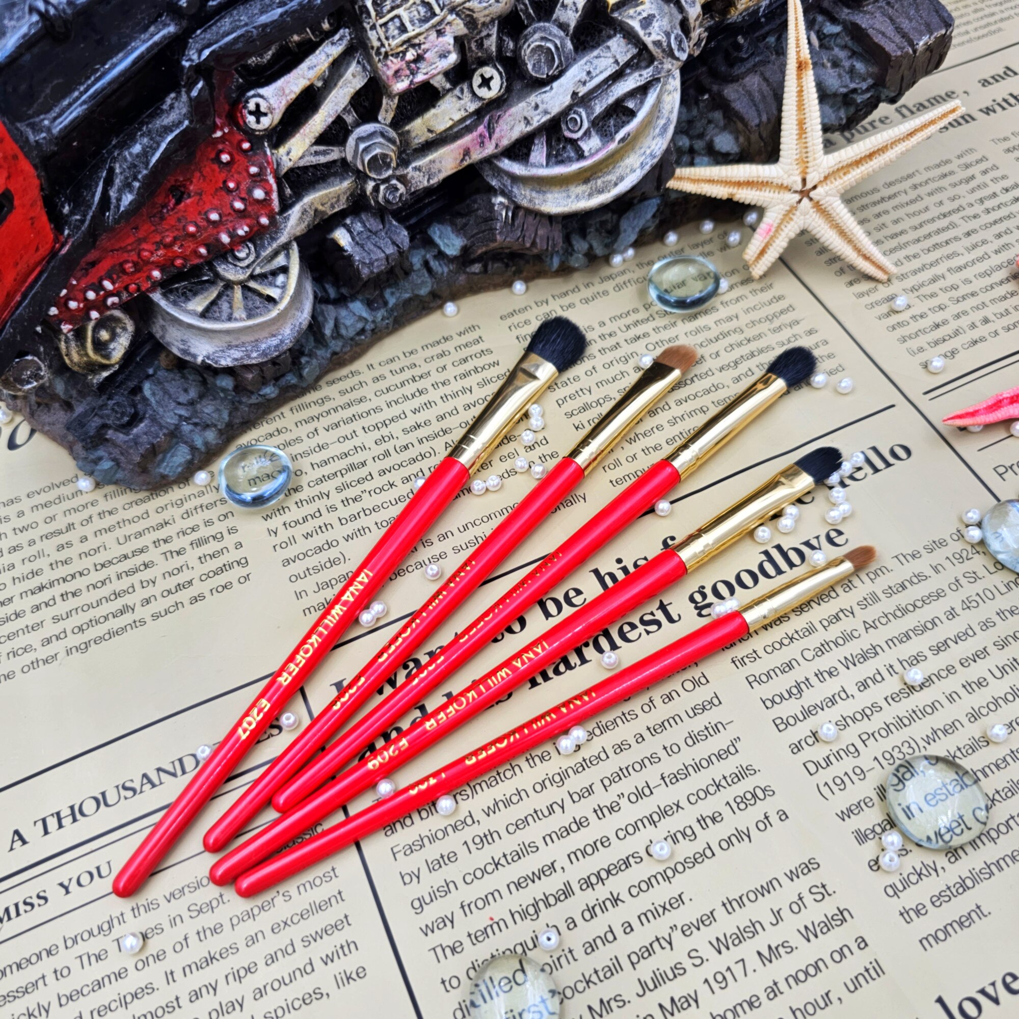 Set 5 pensule machiaj, plate, Cut-Crease, par natural high end, Iana ...