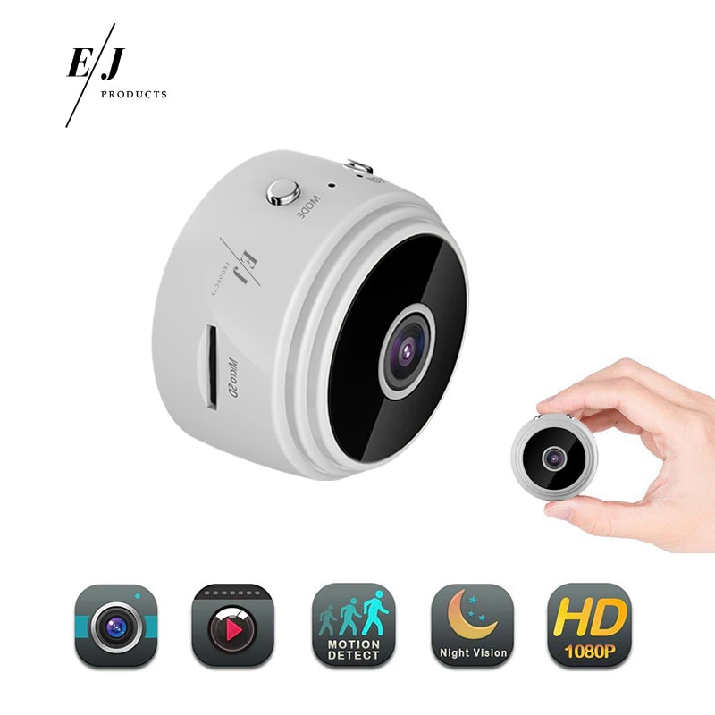 Mini camera magnetica Full HD WiFi cu picior, A9, Alba, Vedere nocturna ...