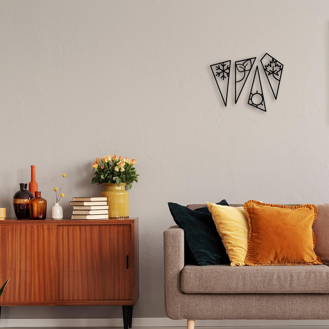 Decor Perete, MDF, 4 Anuntimpuri, 4 buc, 50cmX80cm, Negru - eMAG.ro