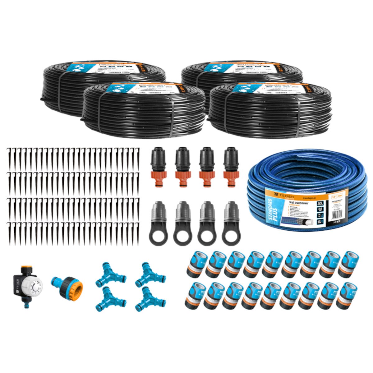 Kit irigare prin picurare, pentru gradina, cu cronometru, 200 m - eMAG.ro