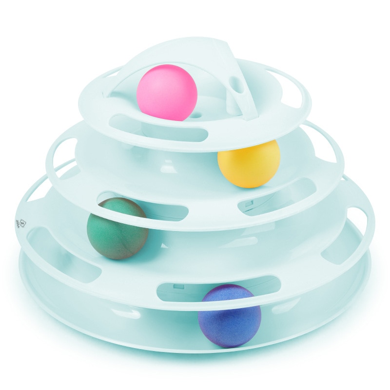 Jucarie interactiva pentru pisici, Zola®, turn cu bilute colorate ...