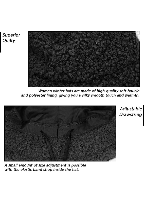 Palarie bucket pentru iarna, AEWOYAD, vata de miel, Marime universala ...