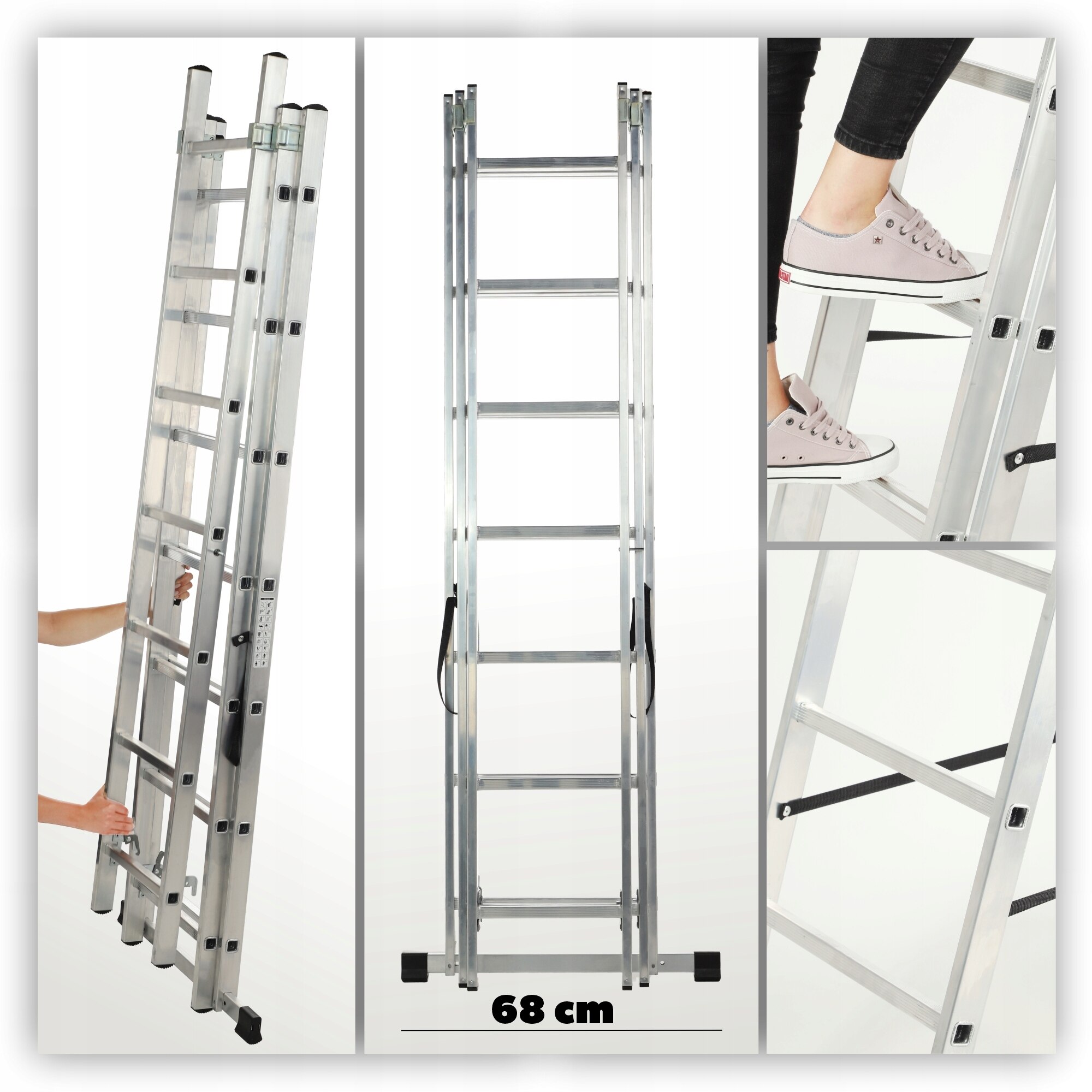 Scara multifunctionala, Kadax, Aluminiu, 7 trepte, Argintiu - eMAG.ro