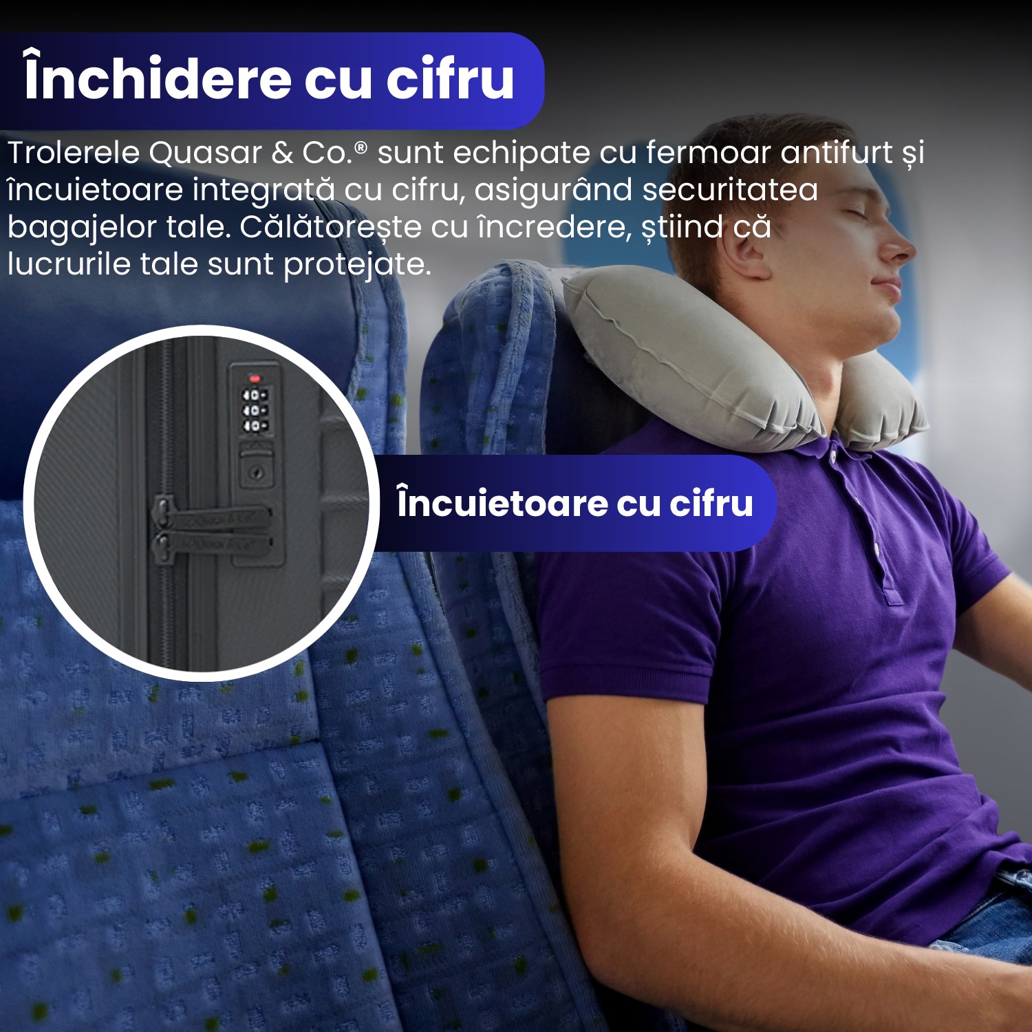 Set 2 trolere cabina, Quasar & Co.®, 40x30x20 cm cu roti detasabile si ...