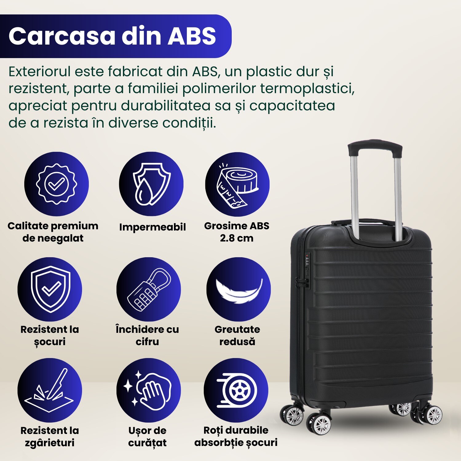 Set 2 trolere cabina, Quasar & Co.®, 40x30x20 cm cu roti detasabile si ...